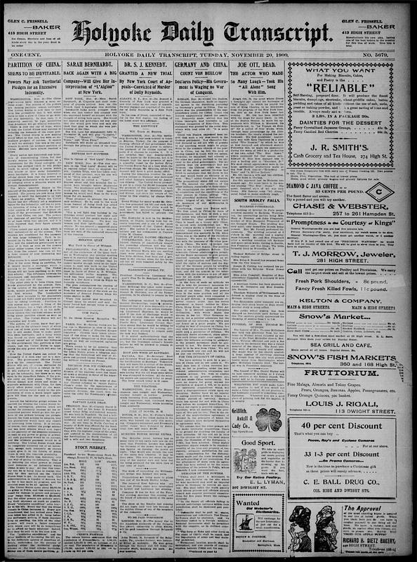 The Holyoke Daily Transcript. November 20, 1900 - Digital Commonwealth