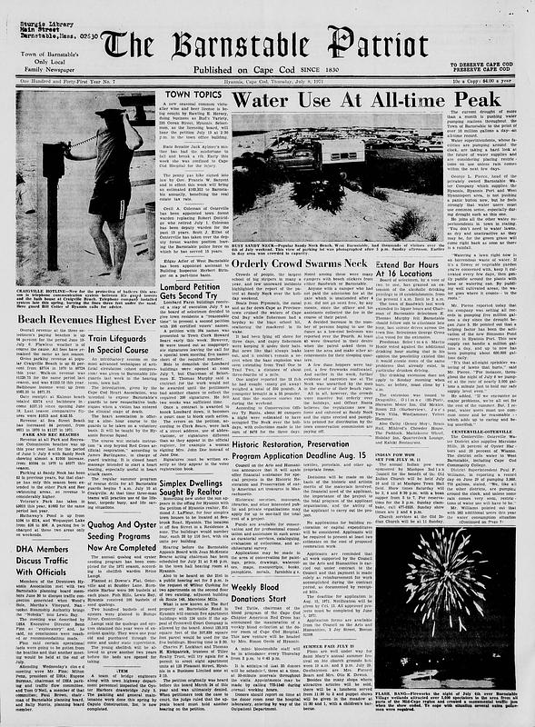 Barnstable Patriot. July 08, 1971 - Digital Commonwealth