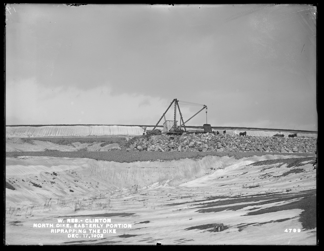 Wachusett Reservoir, North Dike, easterly portion, riprap, Clinton ...