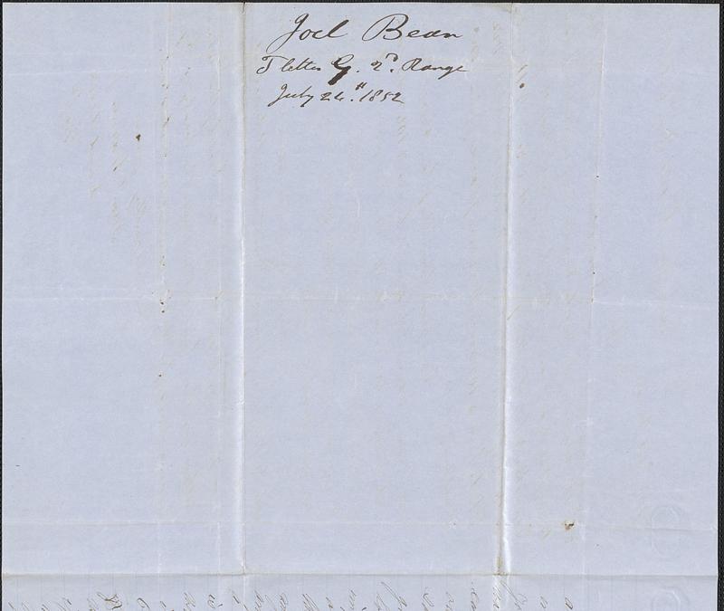 Joel Bean to Samuel Warner, 24 July 1852 - Digital Commonwealth