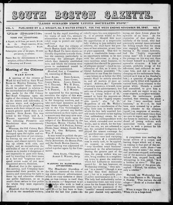 South Boston Gazette, November 20, 1847 - Digital Commonwealth