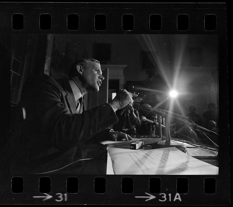 Governor Frank Sargent holds State House press conference, Boston ...