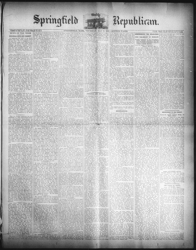 Springfield Weekly Republican. May 13, 1909 - Digital Commonwealth