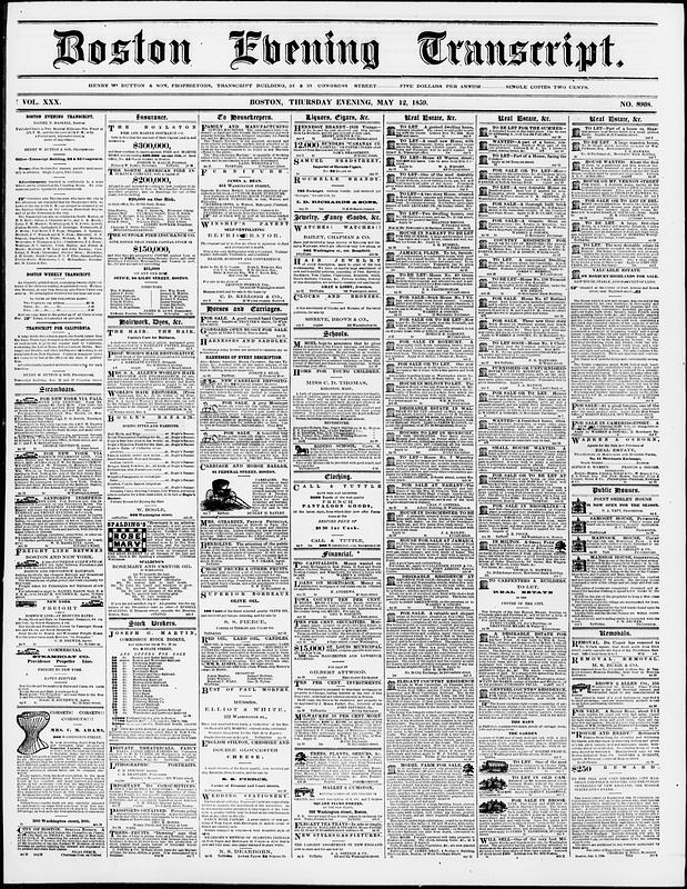 Boston Evening Transcript. May 12, 1859 - Digital Commonwealth