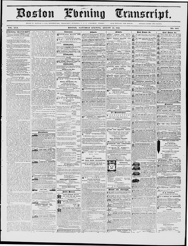 Boston Evening Transcript. August 13, 1859 - Digital Commonwealth