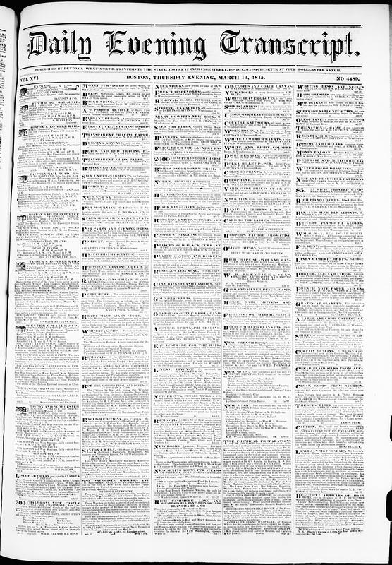 Daily Evening Transcript. March 13, 1845 - Digital Commonwealth