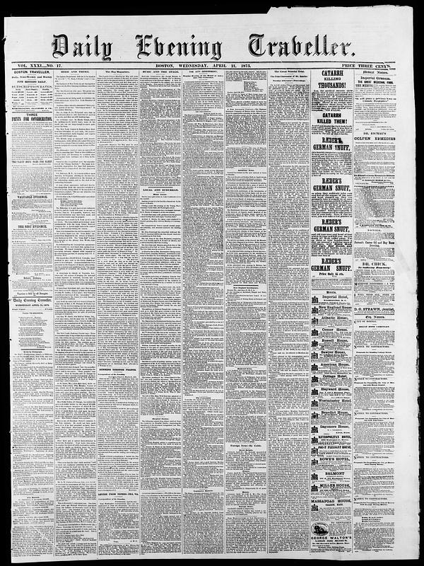 Daily Evening Traveller. April 21, 1875 - Digital Commonwealth