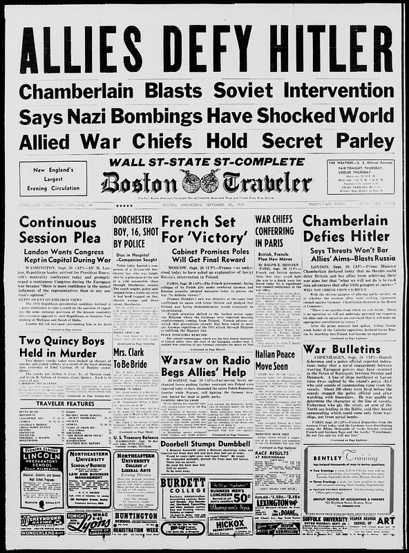 The Boston Traveler. September 20, 1939 - Digital Commonwealth