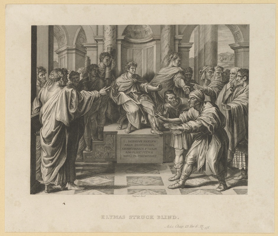 Elymas Struck Blind, Acts. Chap. 13 Ver. 6-12 - Digital Commonwealth