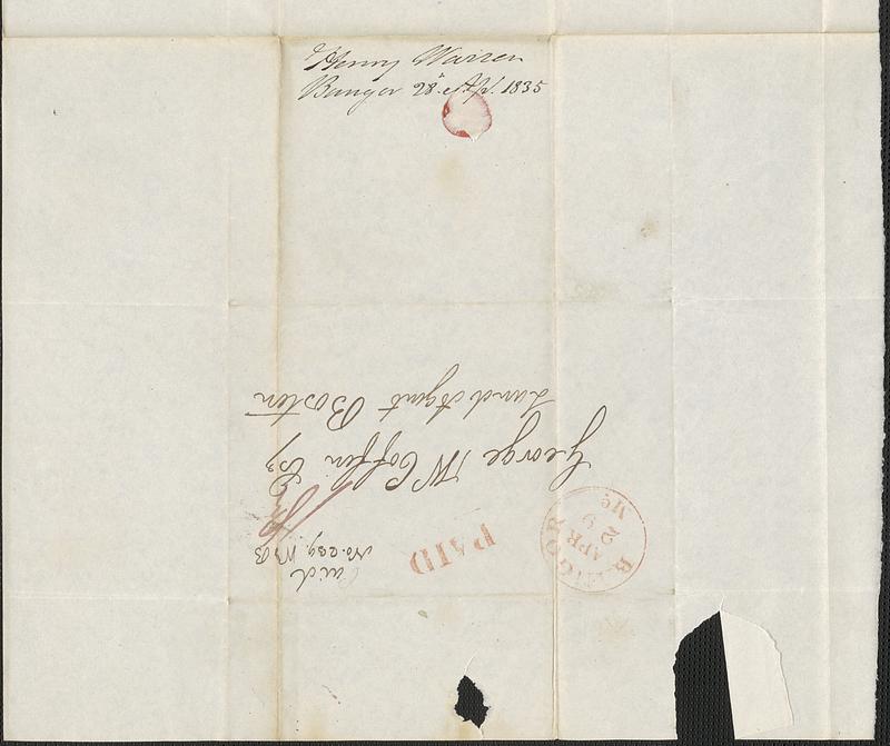 Henry Warren to George Coffin, 28 April 1835 - Digital Commonwealth