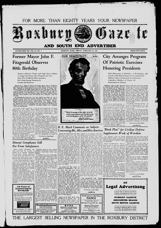 Roxbury Gazette and South End Advertiser, February 12, 1943 - Digital ...