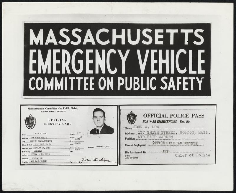 Authentic Identification card and automobile windshield sticker ...