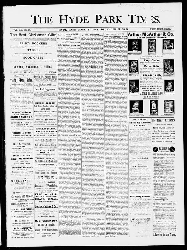 The Hyde Park Times. December 27, 1889 - Digital Commonwealth