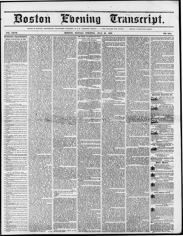 Boston Evening Transcript. July 28, 1856 - Digital Commonwealth