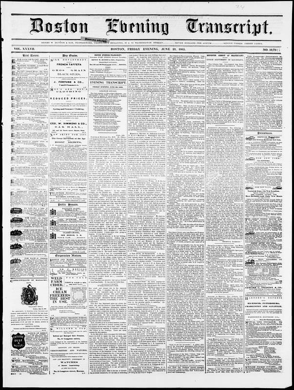 Boston Evening Transcript. June 23, 1865 - Digital Commonwealth
