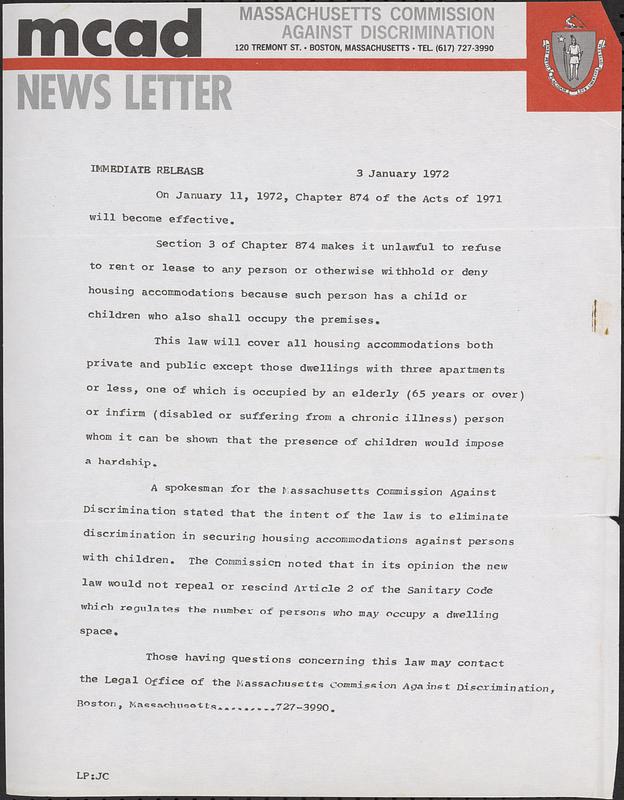 Massachusetts Commission Against Discrimination; Massachusetts ...
