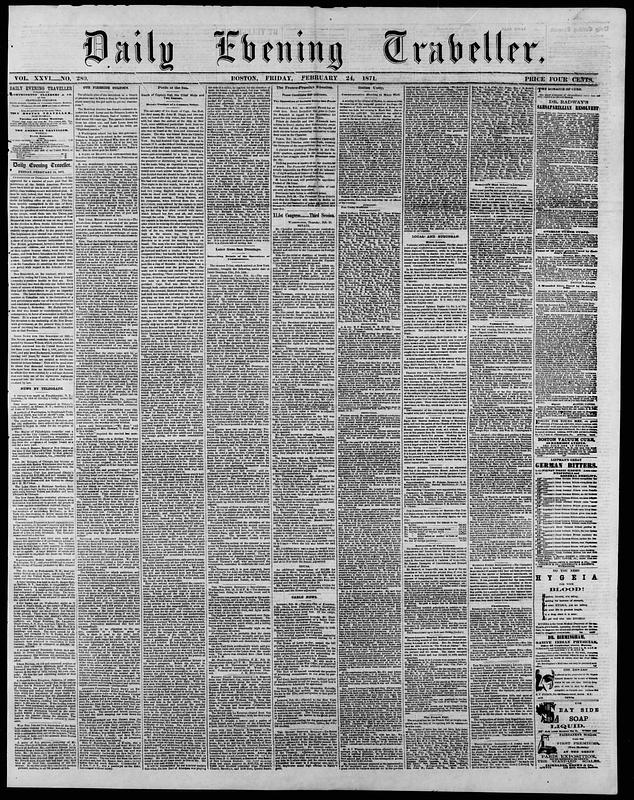Daily Evening Traveller. February 24, 1871 - Digital Commonwealth