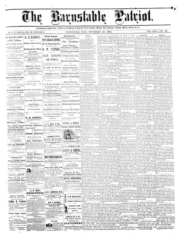 Barnstable Patriot. September 23, 1873 - Digital Commonwealth