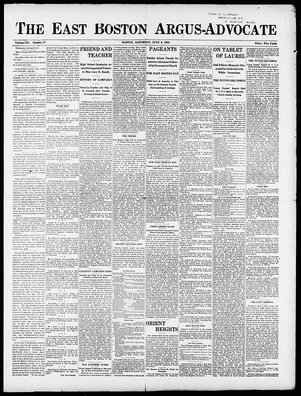 East Boston Argus-Advocate. June 09, 1923 - Digital Commonwealth