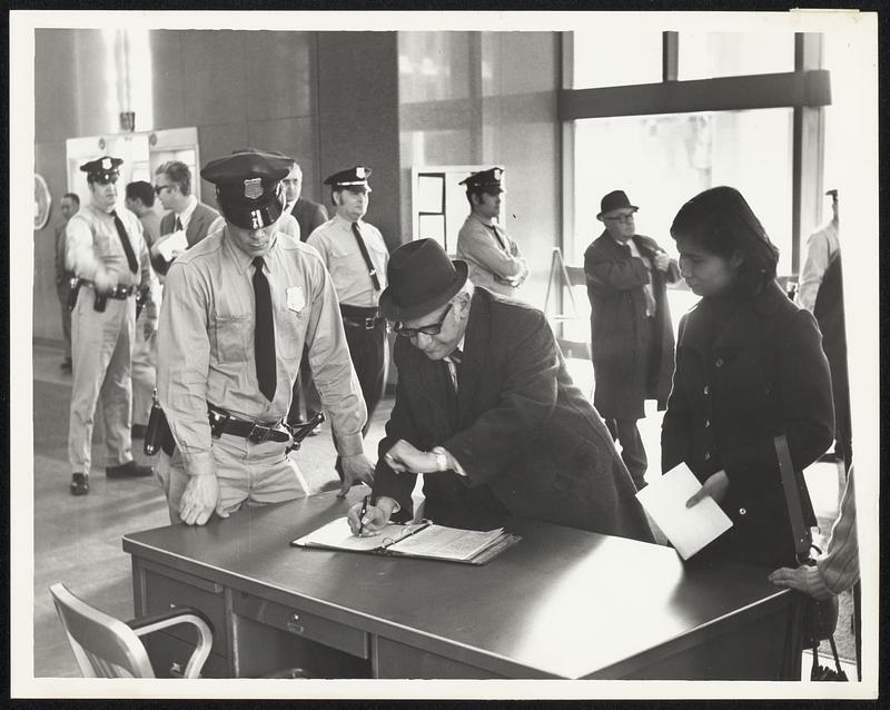 JFK Building-Security Check. During Anti-war protests in Boston ...
