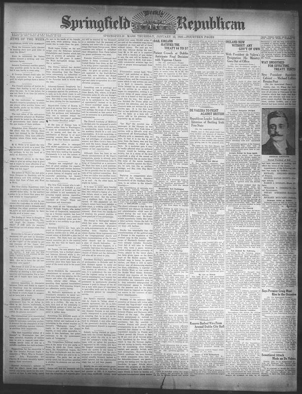 Springfield Weekly Republican. January 12, 1922 - Digital Commonwealth