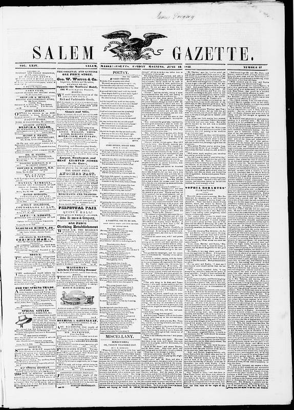 The Salem Gazette. June 13, 1845 - Digital Commonwealth
