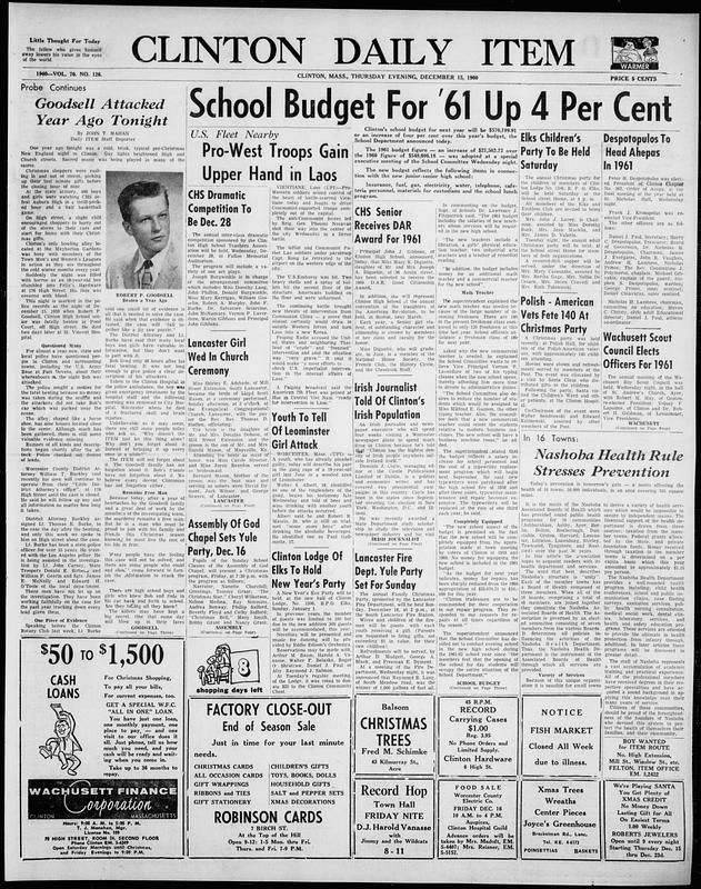 Clinton Daily Item. December 15, 1960 - Digital Commonwealth