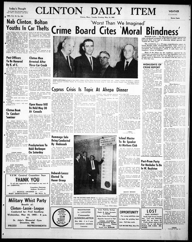 Clinton Daily Item. May 18, 1965 - Digital Commonwealth