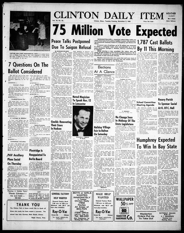 Clinton Daily Item. November 05, 1968 - Digital Commonwealth