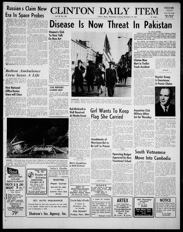 Clinton Daily Item. November 18, 1970 - Digital Commonwealth