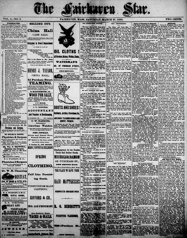 The Fairhaven Star. March 27, 1886 - Digital Commonwealth