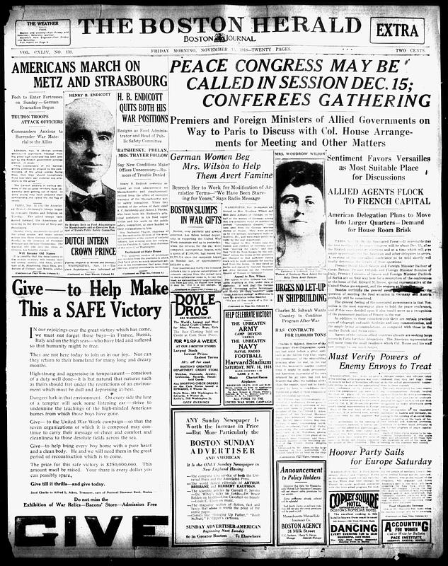 Boston Herald and Boston Journal. November 15, 1918 - Digital Commonwealth