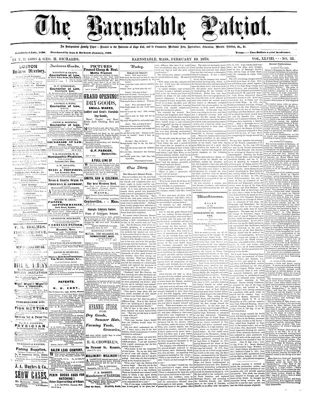 Barnstable Patriot. February 19, 1878 - Digital Commonwealth