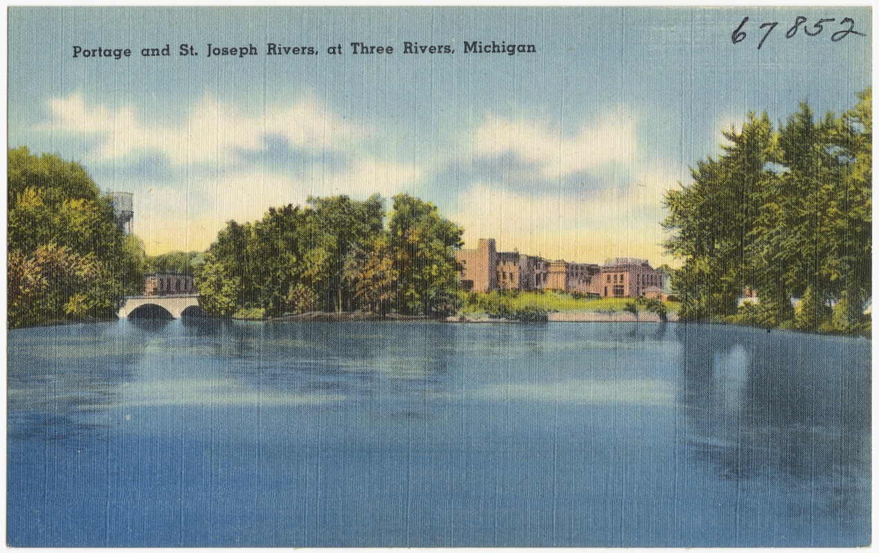 Portage and St. Joseph Rivers, at Three Rivers, Michigan - Digital ...