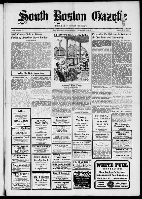 South Boston Gazette, September 21, 1945 - Digital Commonwealth