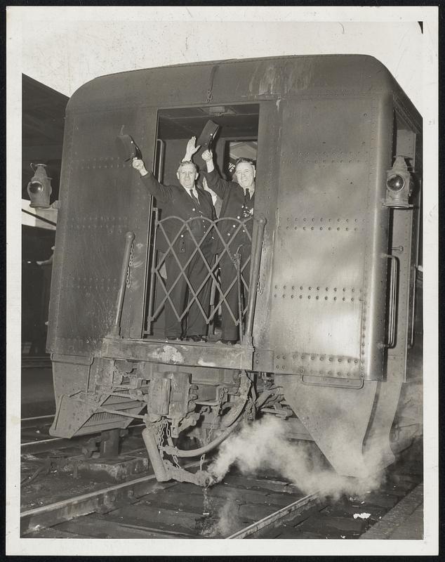 All Aboard for Nashua- Flagman Joseph Gendron, left, and T.G. Coughlin ...