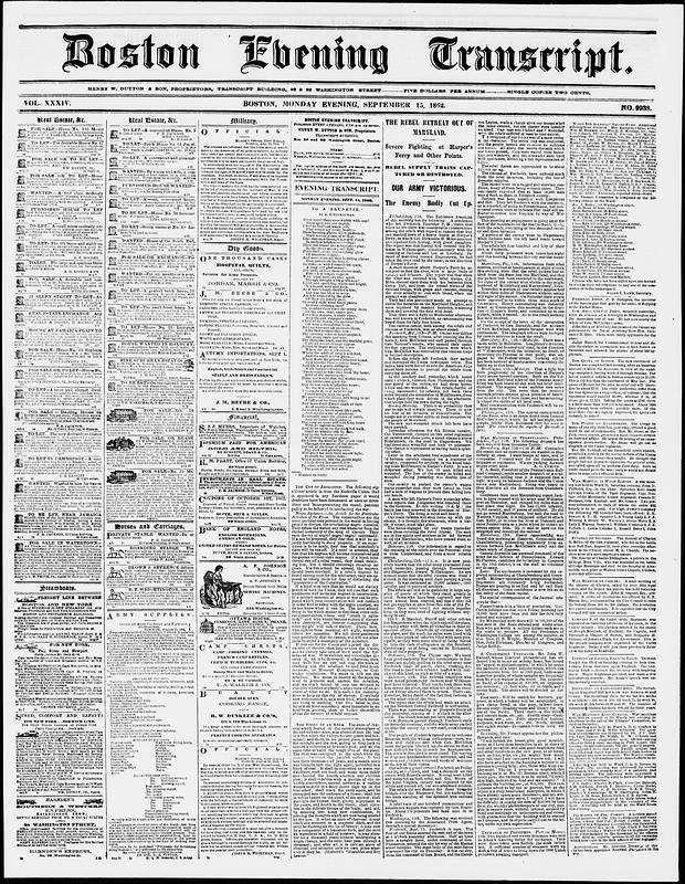 Boston Evening Transcript. September 15, 1862 - Digital Commonwealth