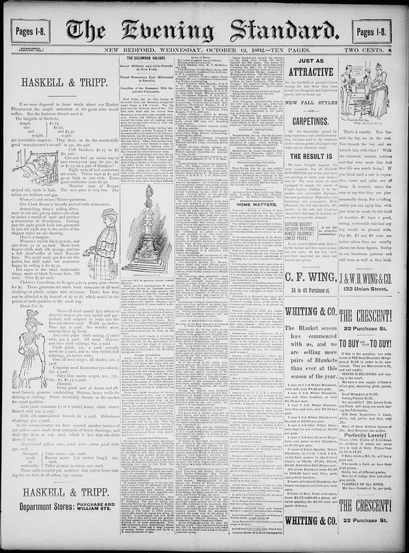Evening Standard. October 12, 1892 - Digital Commonwealth