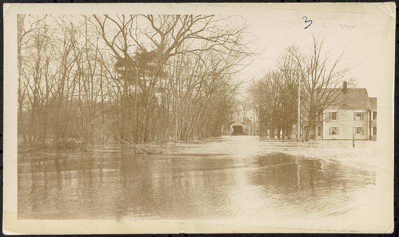 Flooding along Groton St. looking toward covered bridge - Digital ...