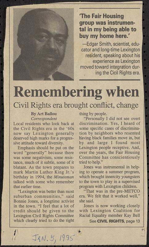 Newspaper article “Remembering When Civil Rights Era Brought Conflict ...
