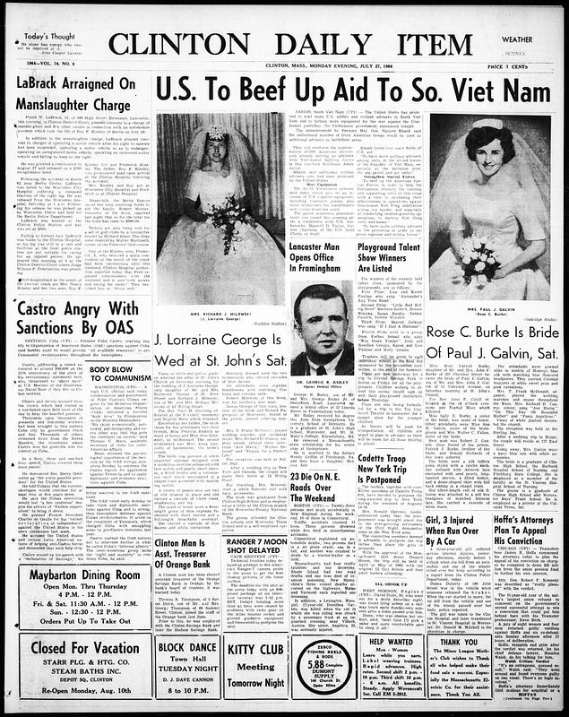 Clinton Daily Item. July 27, 1964 - Digital Commonwealth