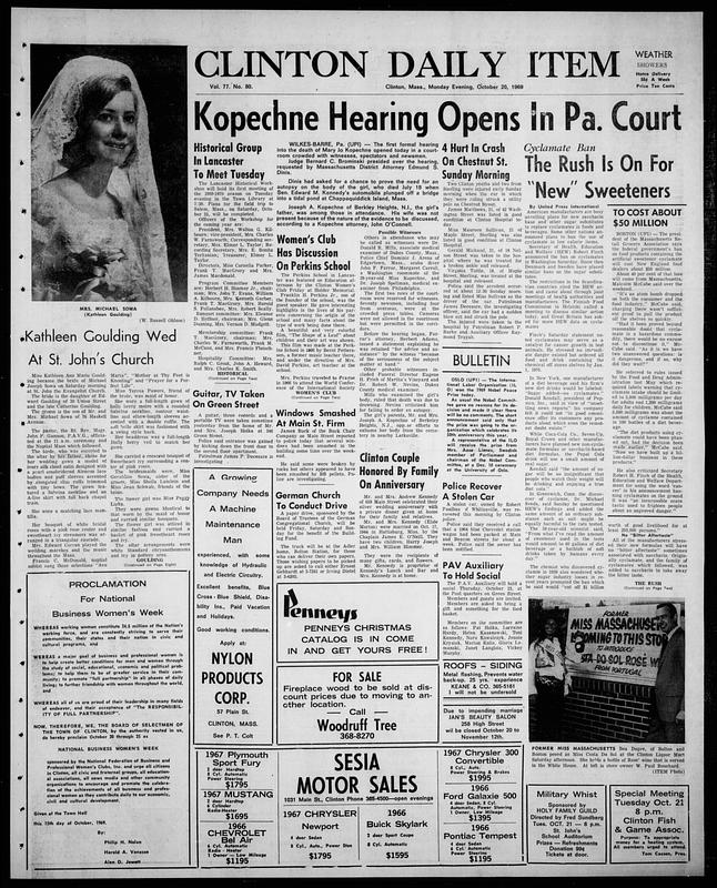 Clinton Daily Item. October 20, 1969 - Digital Commonwealth