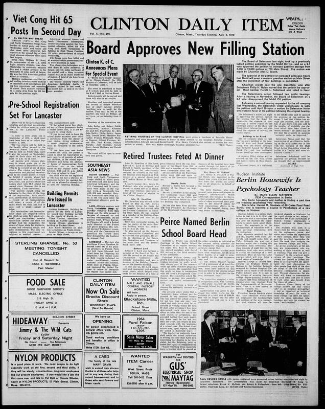 Clinton Daily Item. April 02, 1970 - Digital Commonwealth