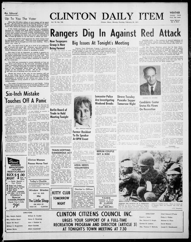 Clinton Daily Item. February 22, 1971 - Digital Commonwealth