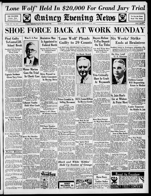 Quincy Evening News. September 15, 1933 - Digital Commonwealth