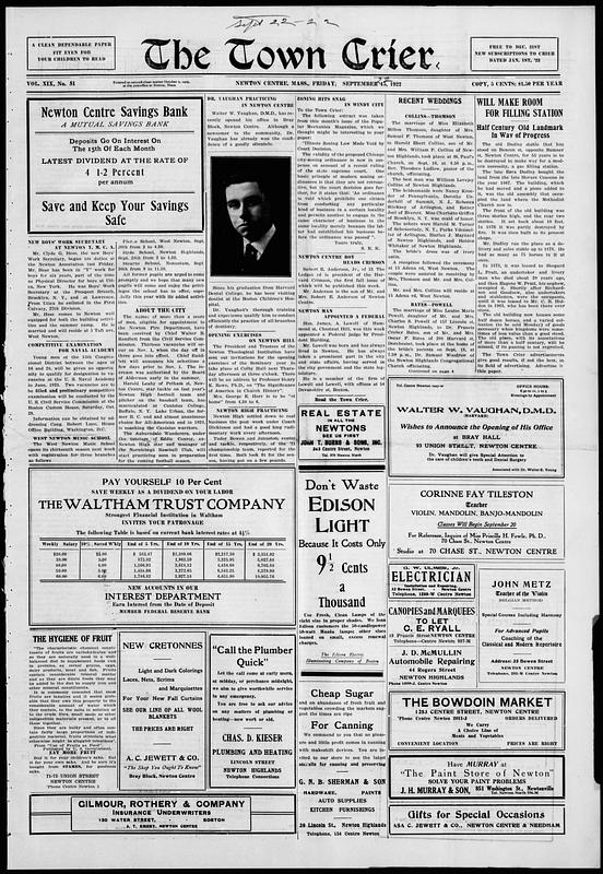The Town Crier. September 22, 1922 - Digital Commonwealth