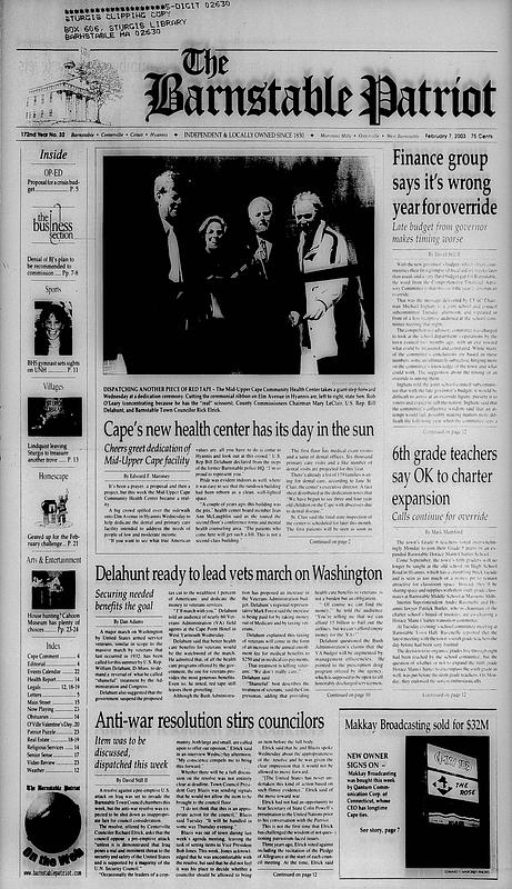 Barnstable Patriot. February 07, 2003 - Digital Commonwealth
