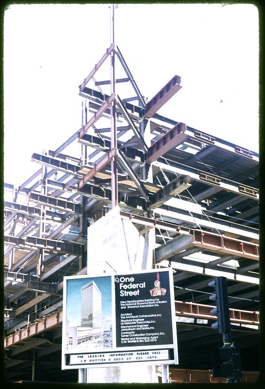 The sign tells about this building. - Digital Commonwealth