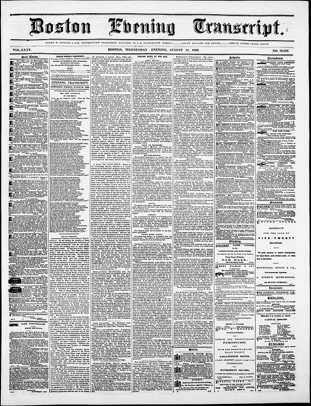 Boston Evening Transcript. August 19, 1863 - Digital Commonwealth