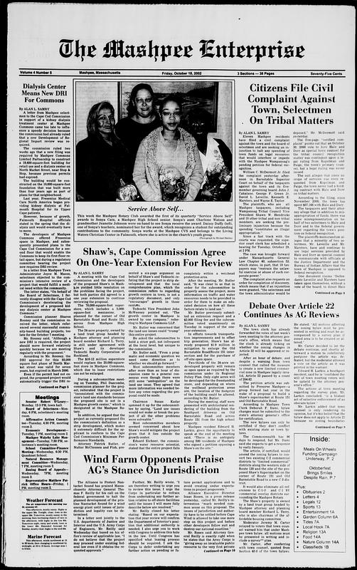 The Mashpee Enterprise. October 18, 2002 - Digital Commonwealth